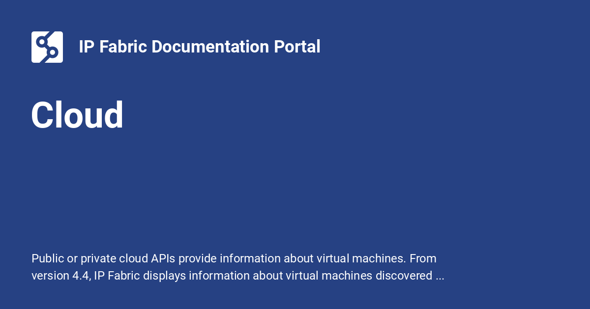 Cloud - IP Fabric Documentation Portal