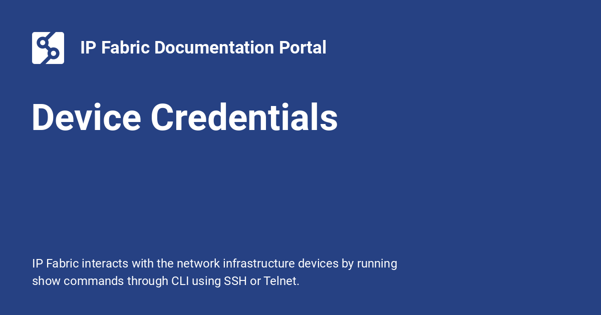 Device Credentials - IP Fabric Documentation Portal
