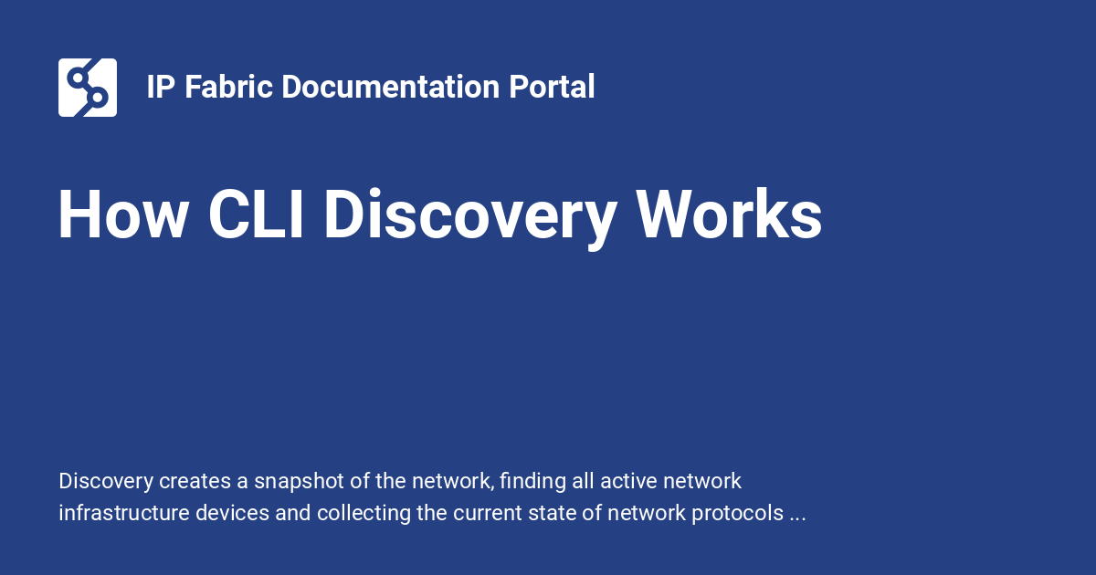 How CLI Discovery Works - IP Fabric Documentation Portal