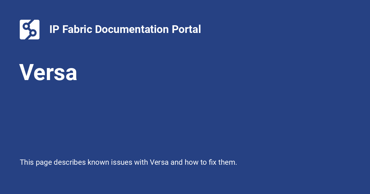 Versa - IP Fabric Documentation Portal