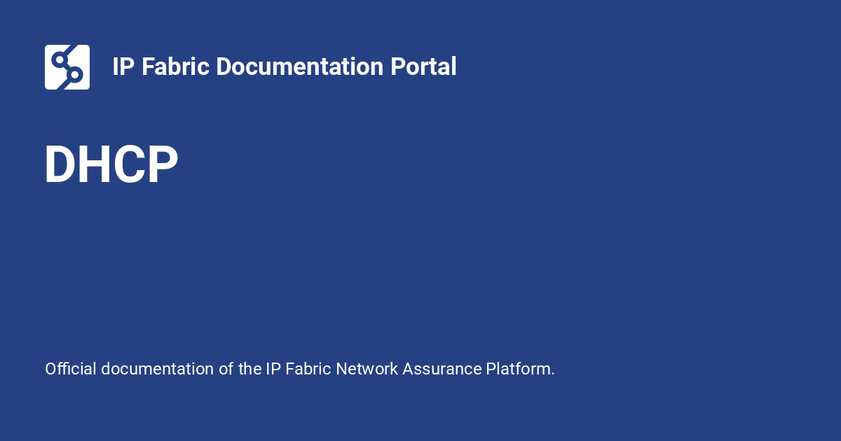 Dhcp Ip Fabric Documentation Portal