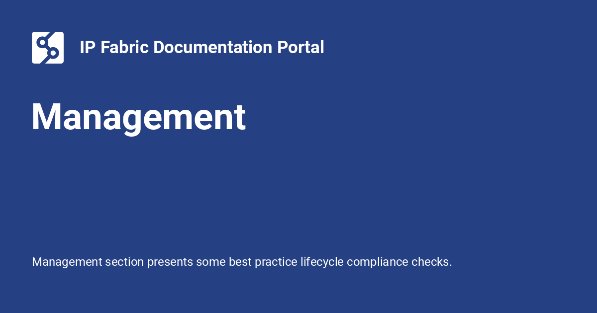 Management Ip Fabric Documentation Portal