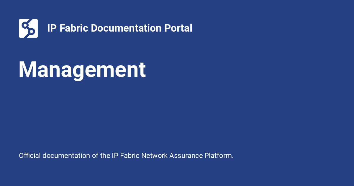 Management Ip Fabric Documentation Portal