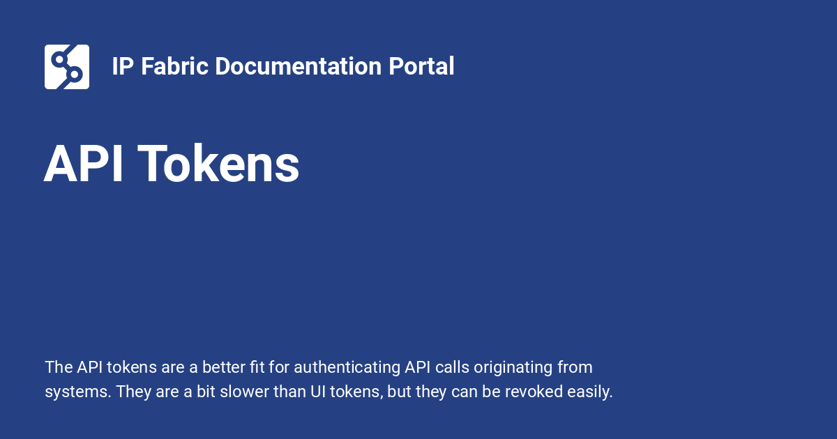 API Tokens - IP Fabric Documentation Portal