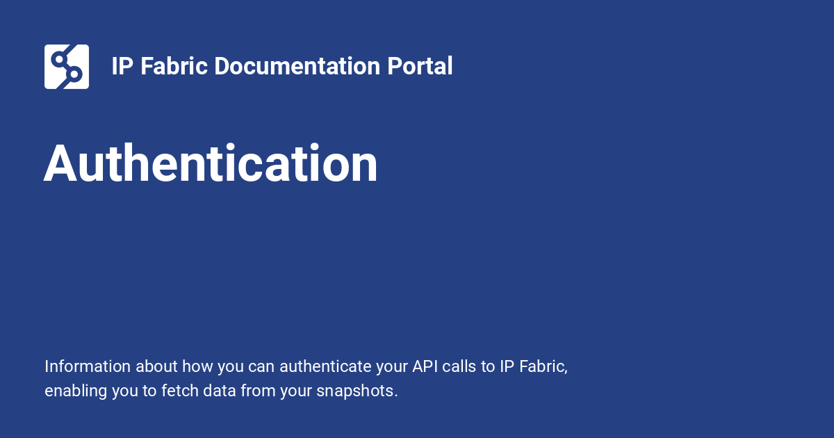 Authentication - IP Fabric Documentation Portal