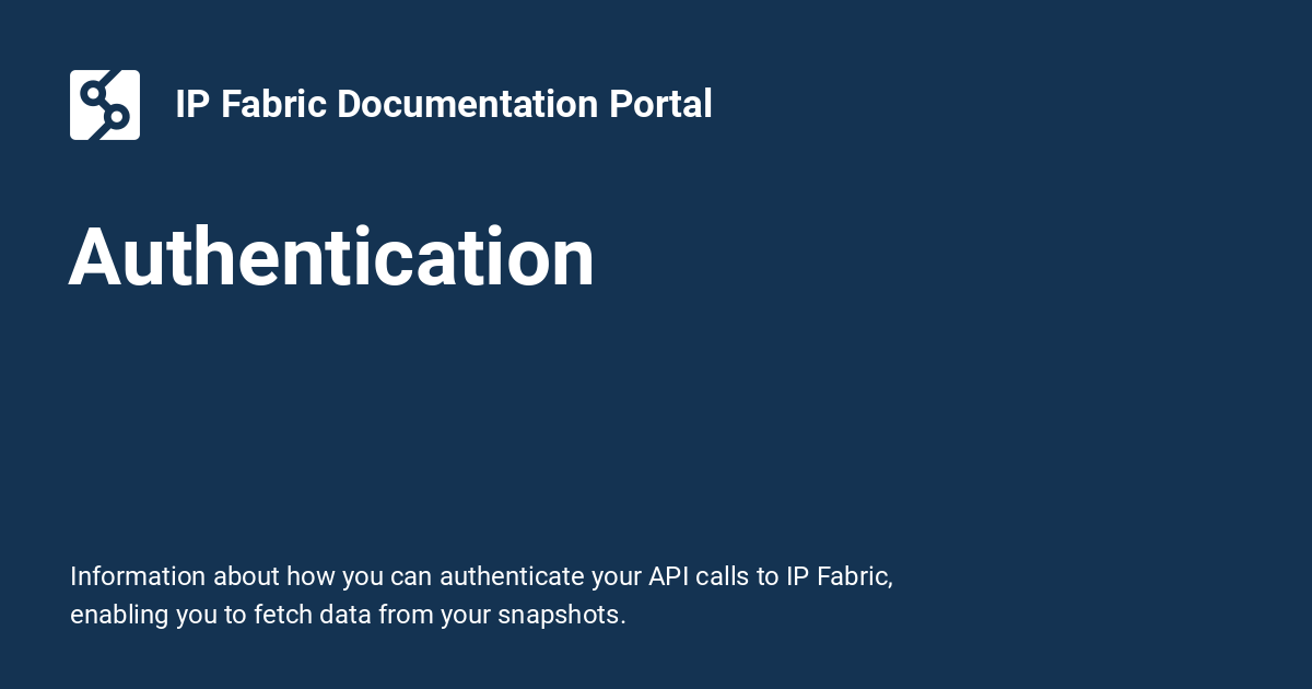 Authentication - IP Fabric Documentation Portal