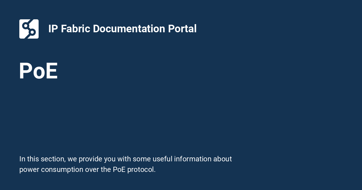PoE - IP Fabric Documentation Portal
