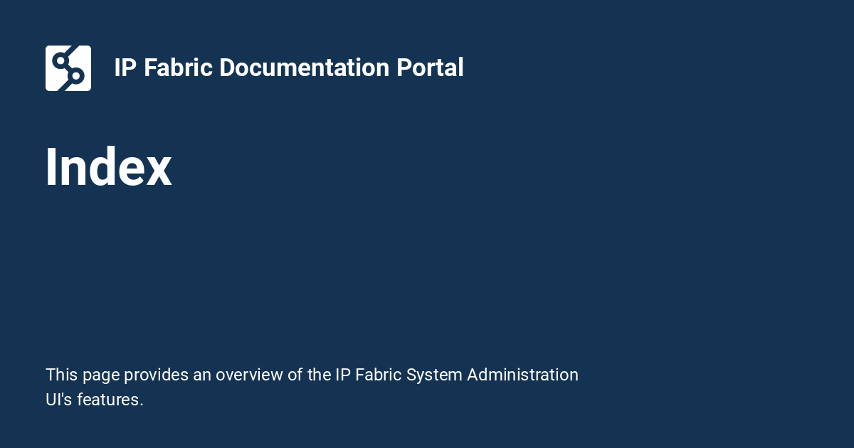 Index Ip Fabric Documentation Portal