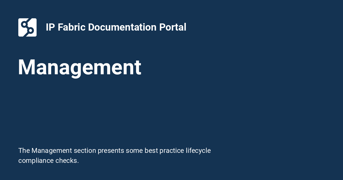 Management - IP Fabric Documentation Portal