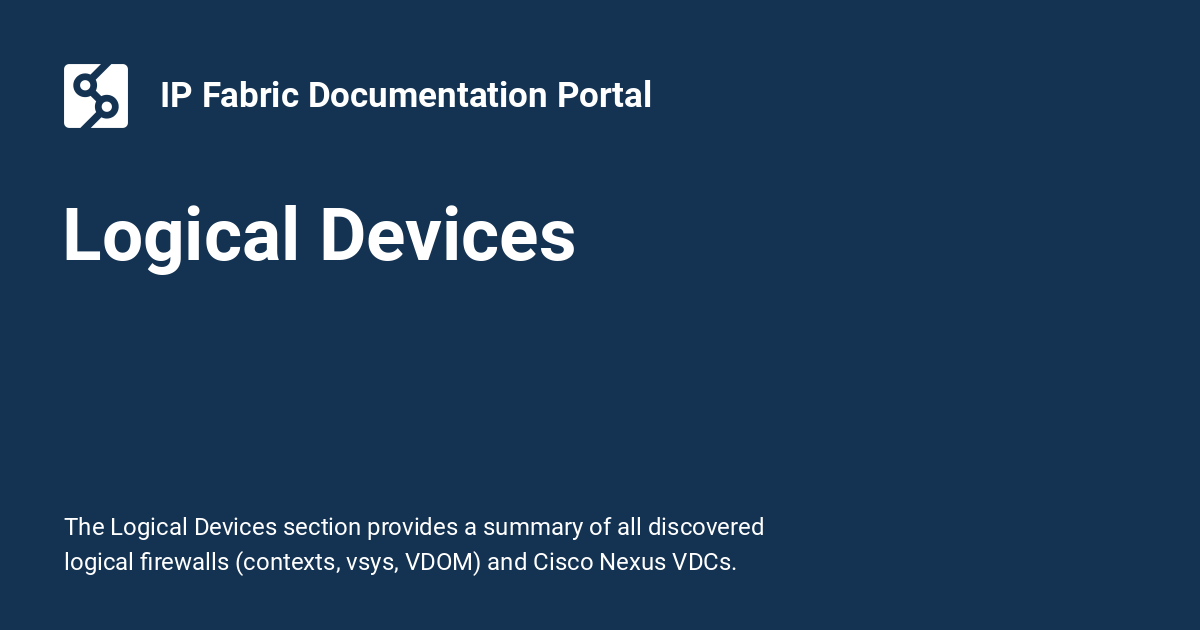 Logical Devices - IP Fabric Documentation Portal