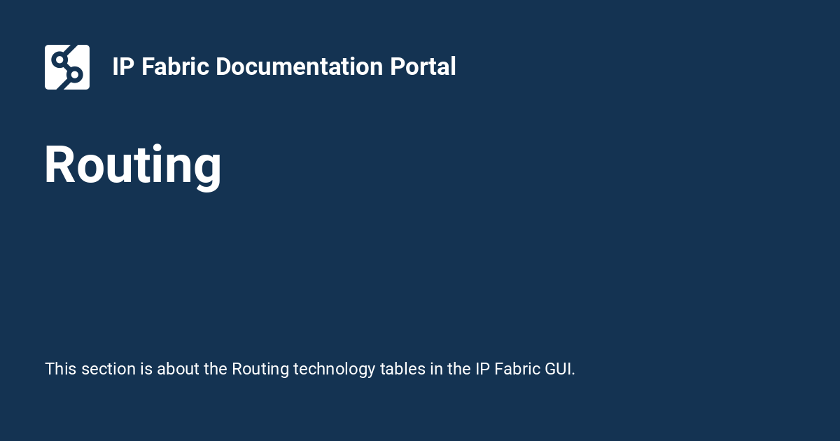 Routing - IP Fabric Documentation Portal