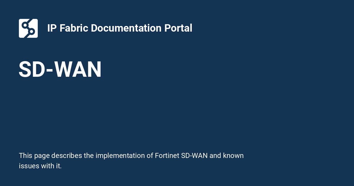 SD-WAN - IP Fabric Documentation Portal