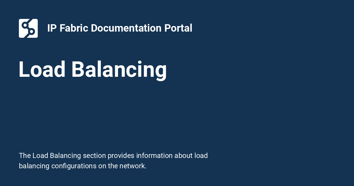 Load Balancing - IP Fabric Documentation Portal