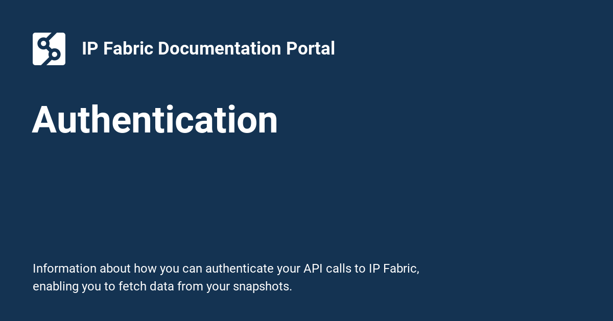 Authentication - IP Fabric Documentation Portal