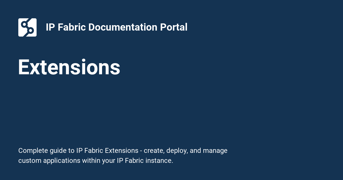 Extensions - IP Fabric Documentation Portal