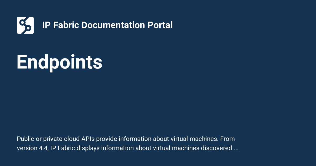 Endpoints - IP Fabric Documentation Portal