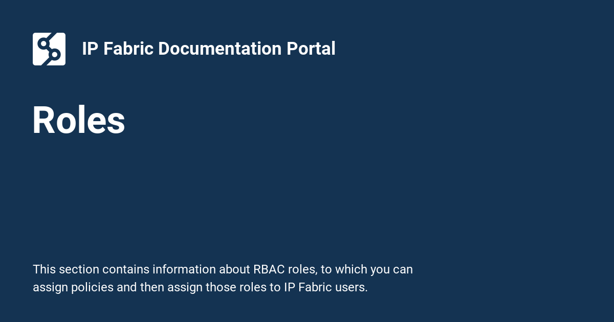 Roles - IP Fabric Documentation Portal