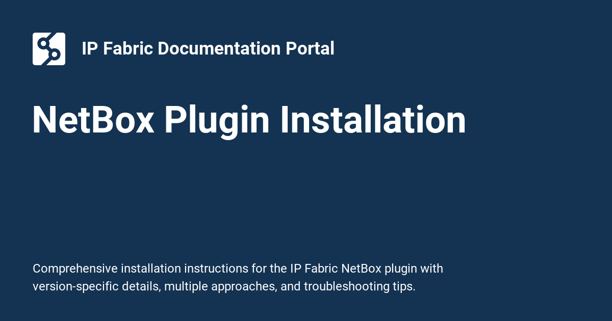 NetBox Plugin Installation - IP Fabric Documentation Portal