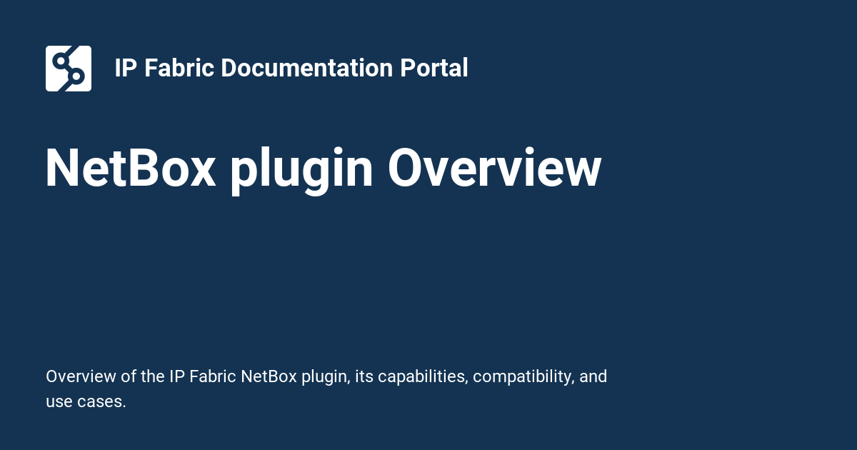 NetBox plugin Overview - IP Fabric Documentation Portal